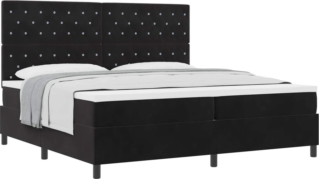 Postel s boxspringem s matrací s čelo Černý 200 x 200 cm samet 3339790