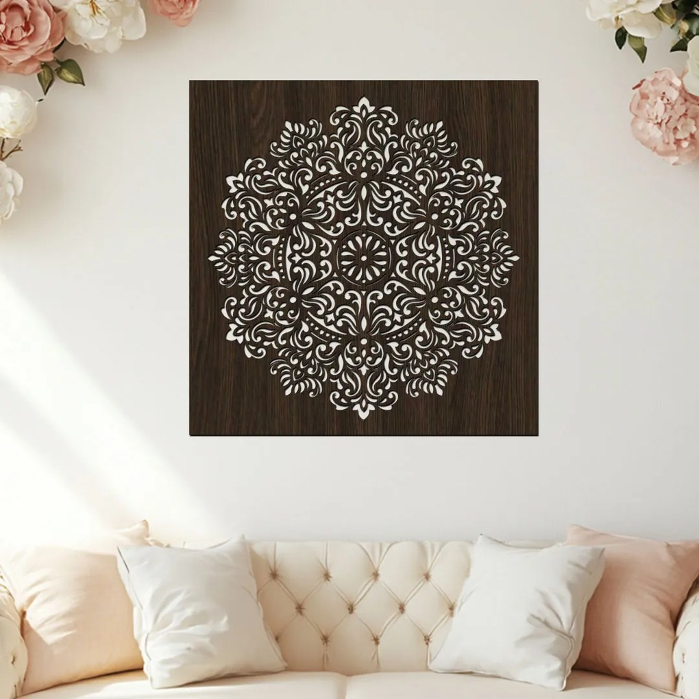 dřevo života Dřevěná mandala VNITŘNÍHO KLIDU Zvolte rozměr (cm): 80x80, Zvolte barvu dekoru: Černá