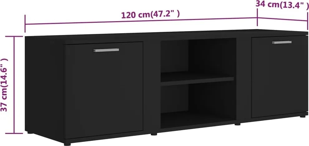 vidaXL TV stolek 120 x 34 x 37 cm dřevotříska [801162] Barva: Bílá