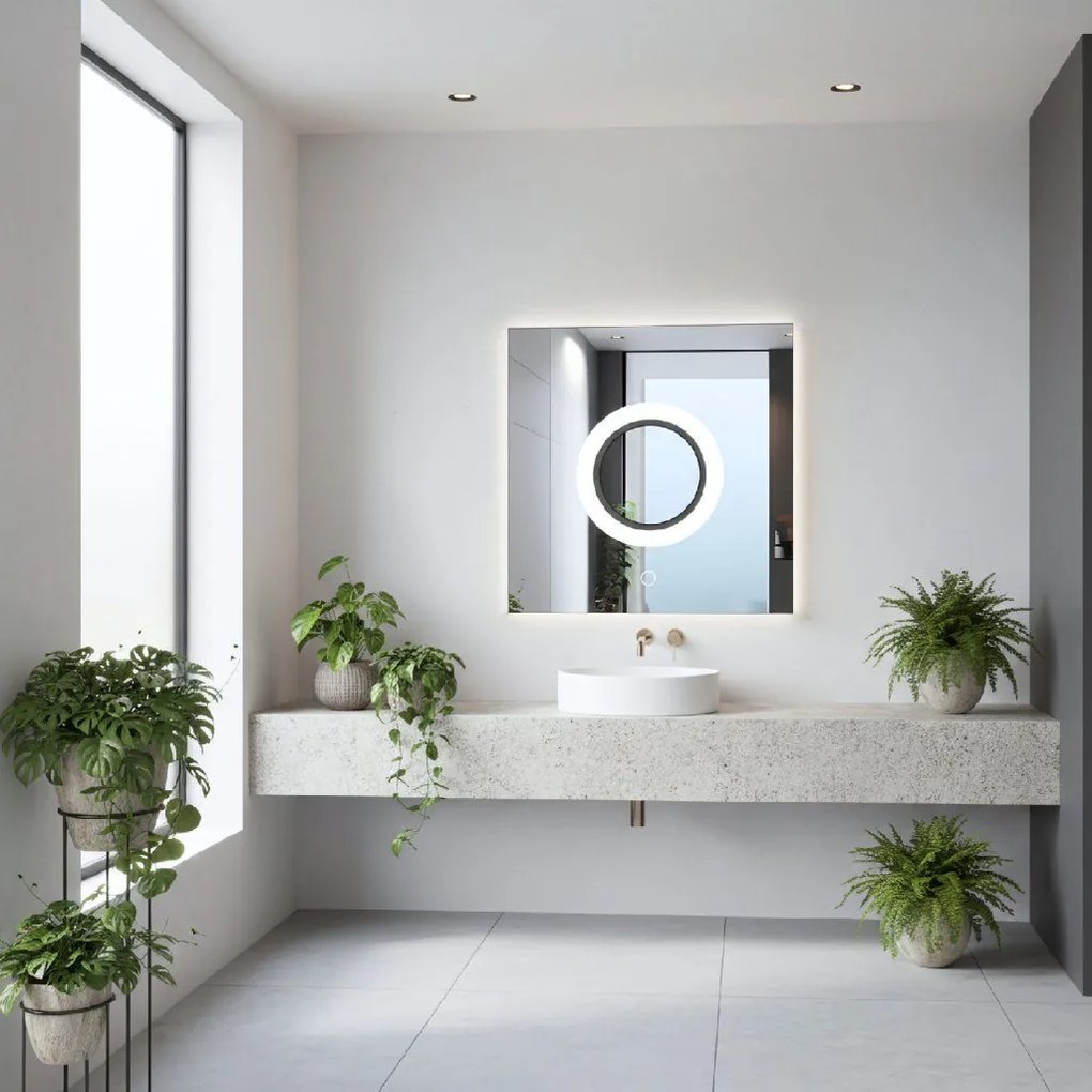 Tutumi Rea, čtvercové LED zrcadlo 60x60 s kulatým LED podsvícením YH-BL-12, HOM-01513