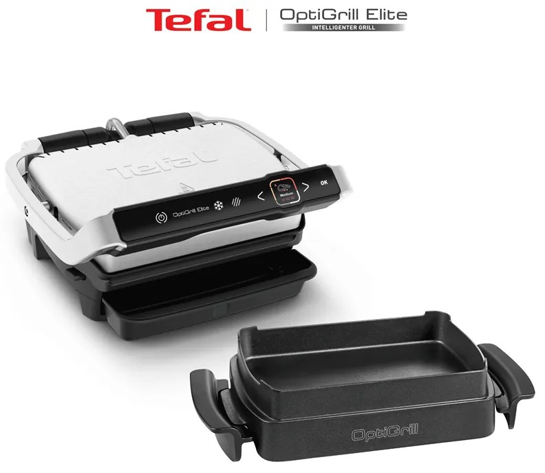 Akční set grilu a příšlušenství Tefal Optigrill+ Elite GC750D30 a XA725870