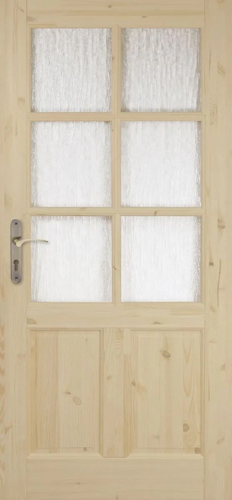 Orkan Interiérové dveře 6lux Eco, 70 P, 750 × 1985 mm, masivní dřevo, pravé, borovice, prosklené