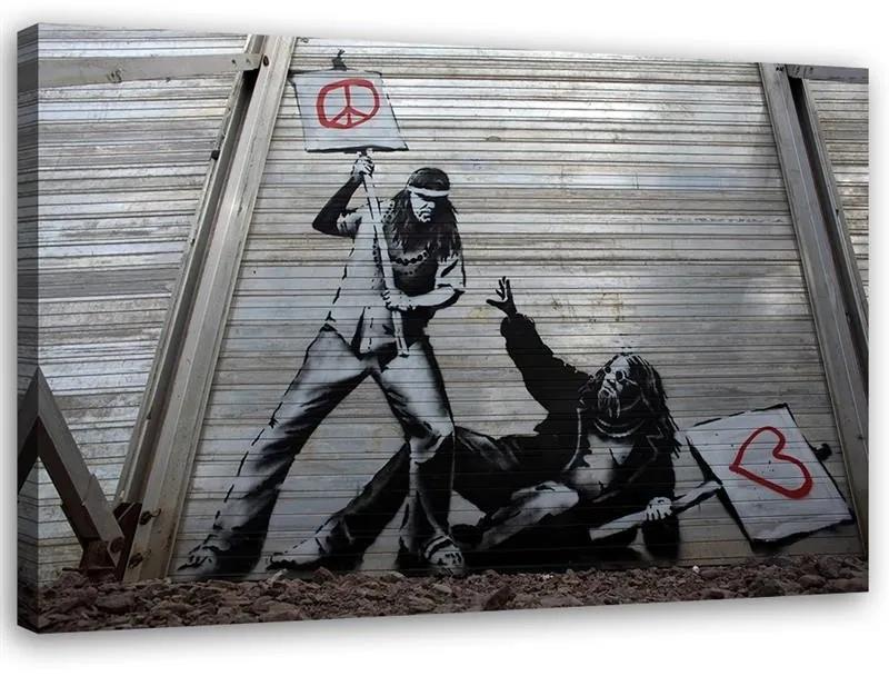 Obraz na plátně Banksy Street Art Graffiti - 90x60 cm