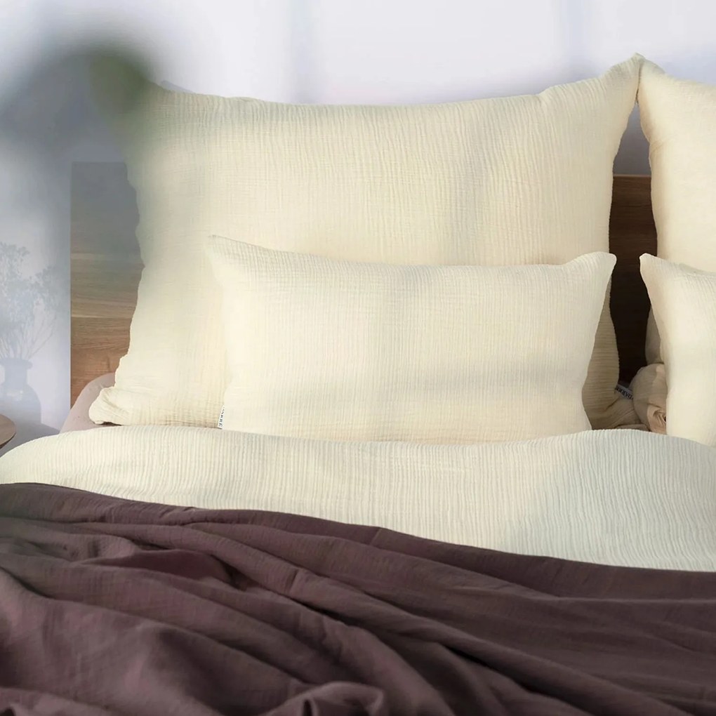 Celoroční mušelínové francouzské povlečení Ivory - GOTS Velikost: 220 x 200 + 2 x 70 x 90
