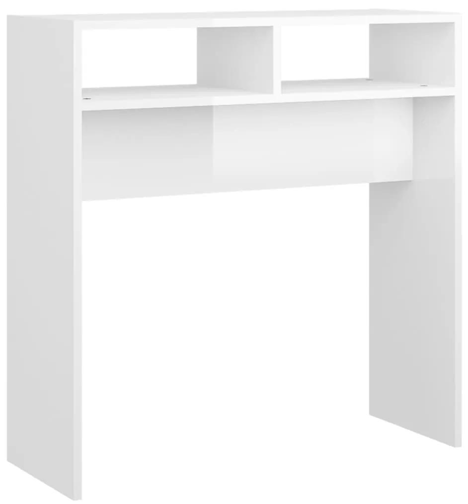 vidaXL Konzolový stolek bílý vysoký lesk 78 x 30 x 80 cm dřevotříska