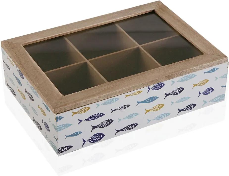 Dřevěná krabice na čaj s víkem Versa Blue Bay | BIANO