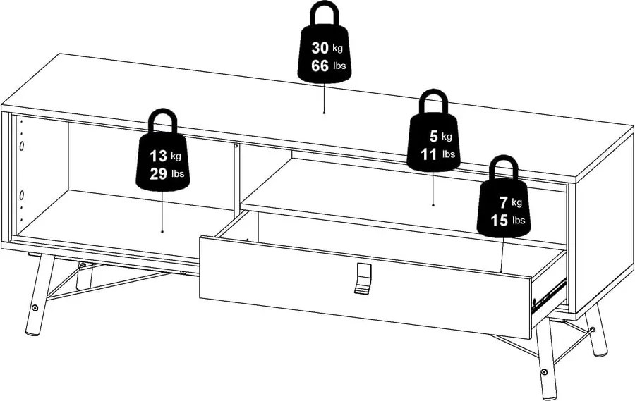 TV stolek v dekoru dubu v přírodní barvě 150x60x40 cm Ry – Tvilum