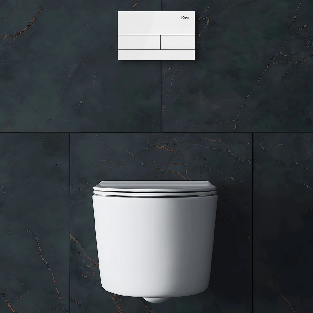 Rea T, ovládací tlačítko k podomítkovým systémům WC K011A-Q, bílé sklo, REA-E0052