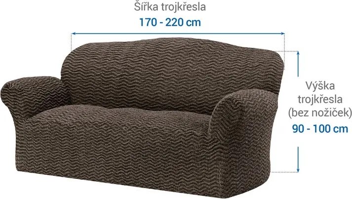 Bielastické potahy CRISTINA oříšková trojkřeslo (š. 170 - 220 cm)