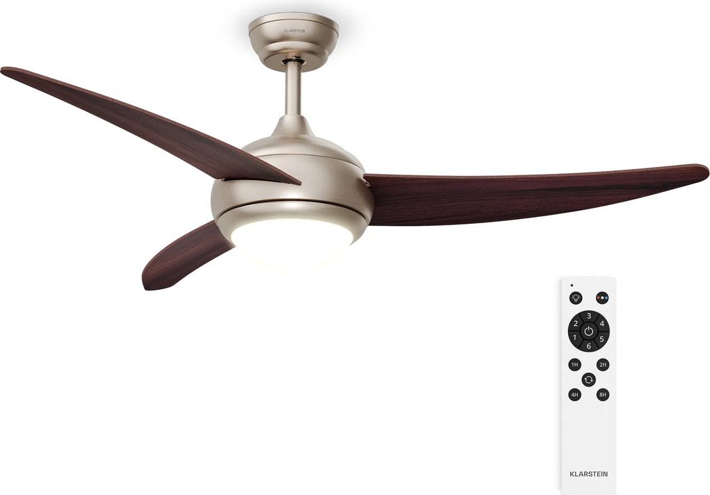 Klarstein Stropní ventilátor El Paso s osvětlením | 132 cm | 35 W | Tichý chod | Dřevo