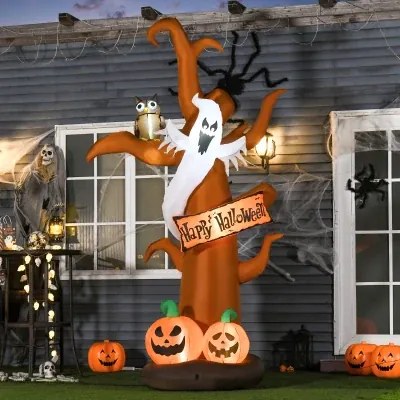 HOMCOM Samonafukovací Halloween dekorace s LED světly, včetně ventilátoru a upevňovacího materiálu, 156 cm x 107 cm x 274 cm