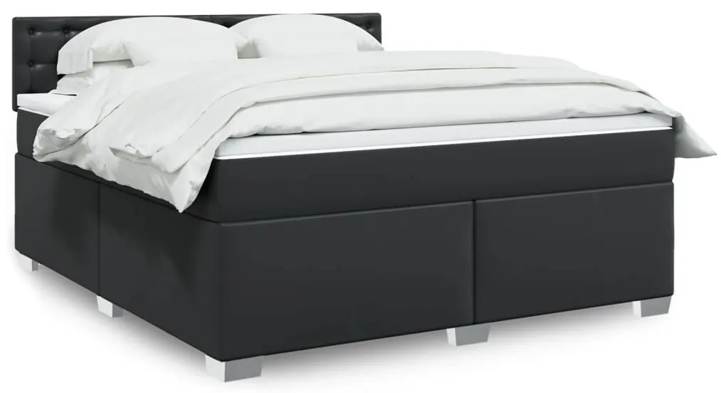 Box spring postel s matrací černá 180x200 cm umělá kůže 3288432