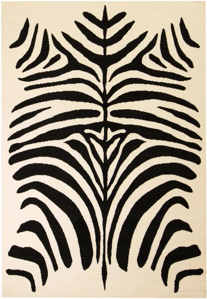 Moderní koberec se zebřím vzorem - béžovo-černý | 80x150 cm