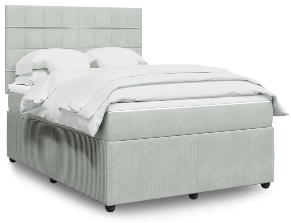 Box spring postel s matrací světle šedá 140x200 cm samet