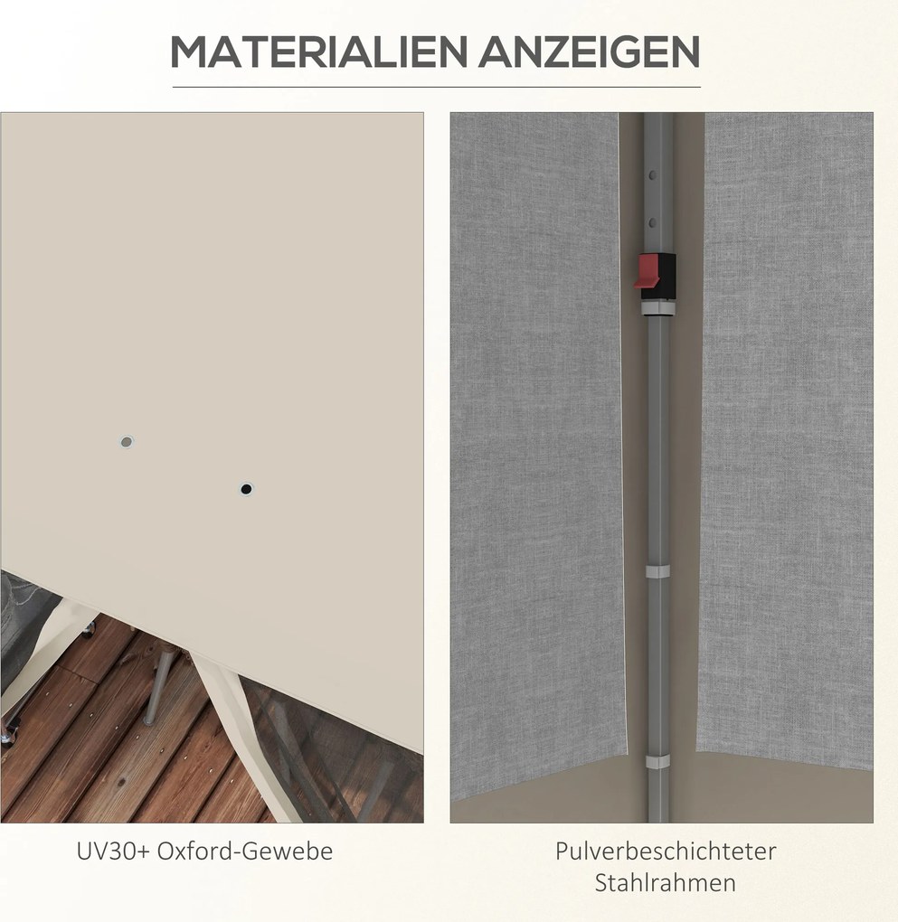 Skládací altán, výškově nastavitelný, síťové závěsy, taška na přenášení, kovový rám, 3 x 3 x 3 m, béžový