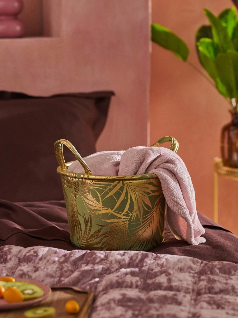 Sinsay - Měkký koš s úchyty a zlatým potiskem listů - vícebarevná
