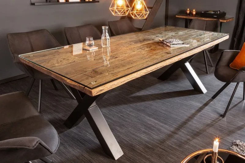Přírodní dřevěný jídelní stůl Barracuda 220 cm