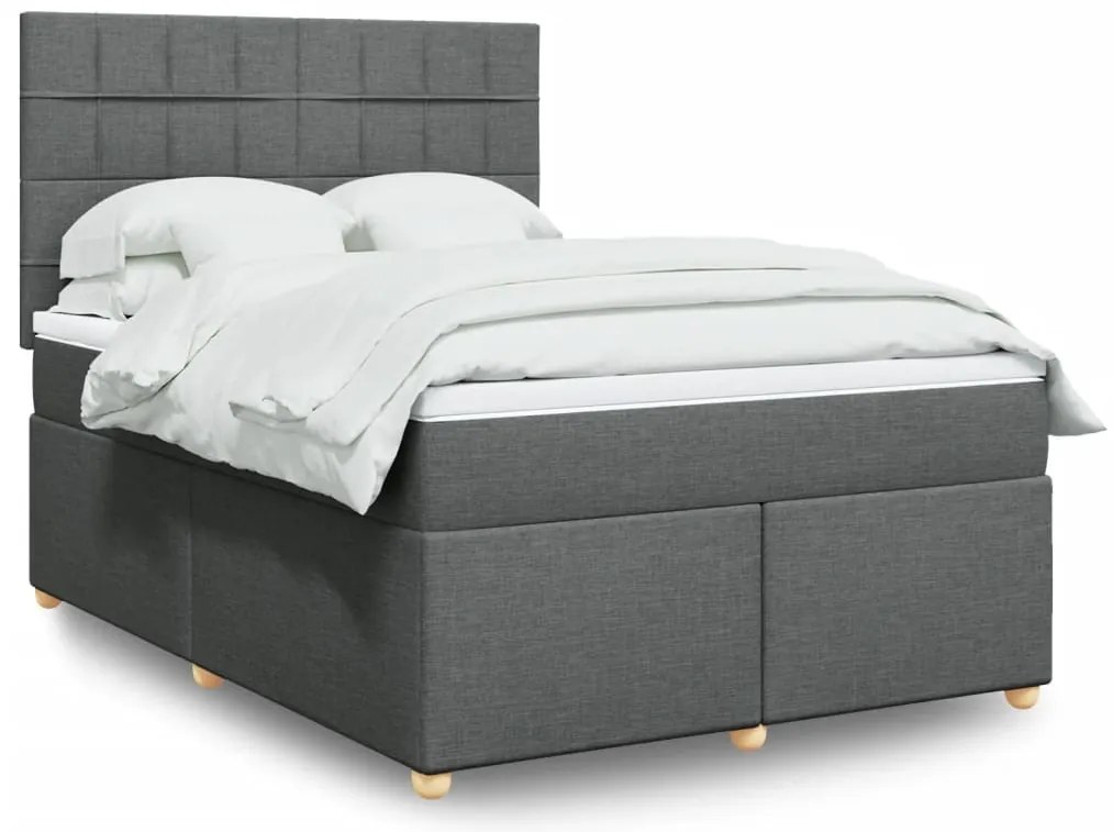 Box spring postel s matrací tmavě šedá 140x200 cm textil 3293604