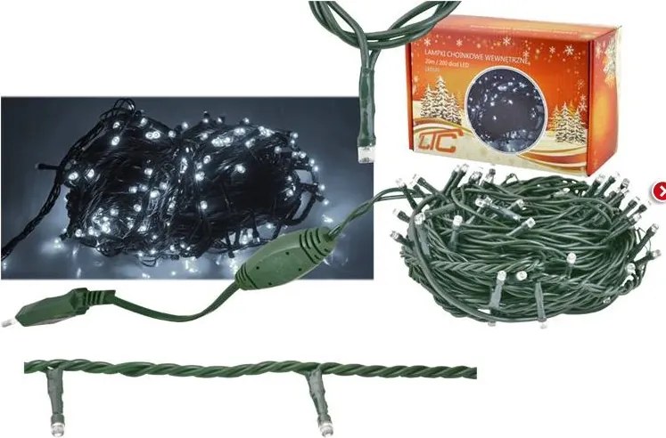 Vánoční osvětlení - řetěz LTC LXLED105 200LED/20m, studená bílá, vnitřní