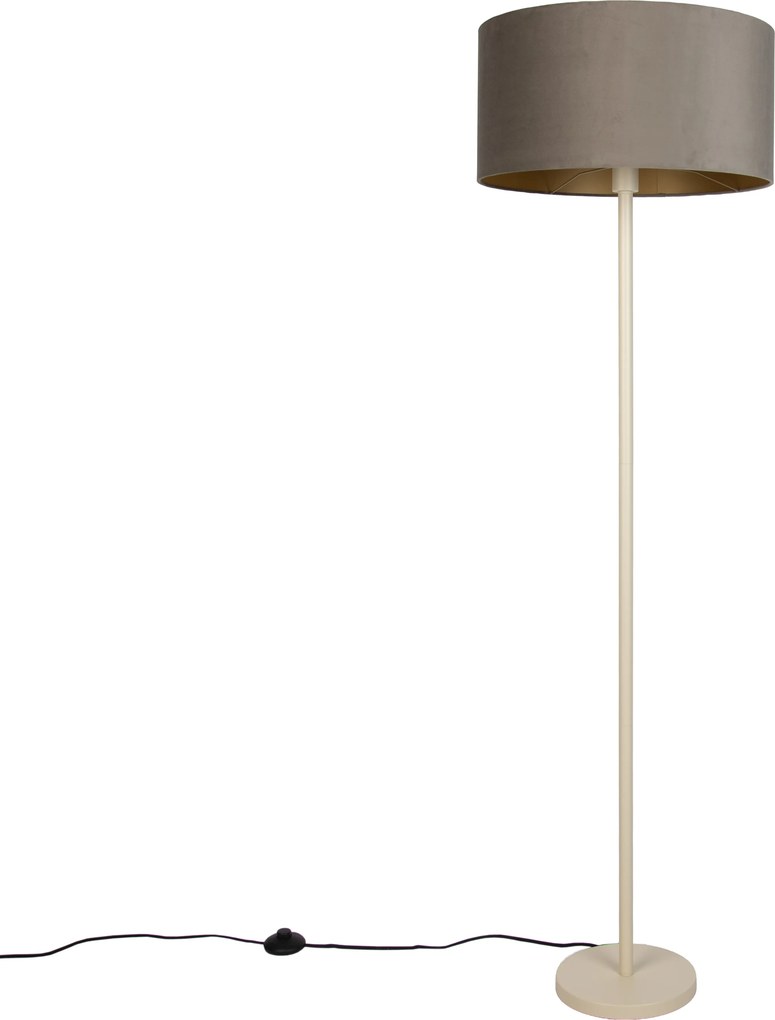 Japandi stojací lampa béžová s taupe stínidlem a zlatým vnitřkem 50cm - Simplo