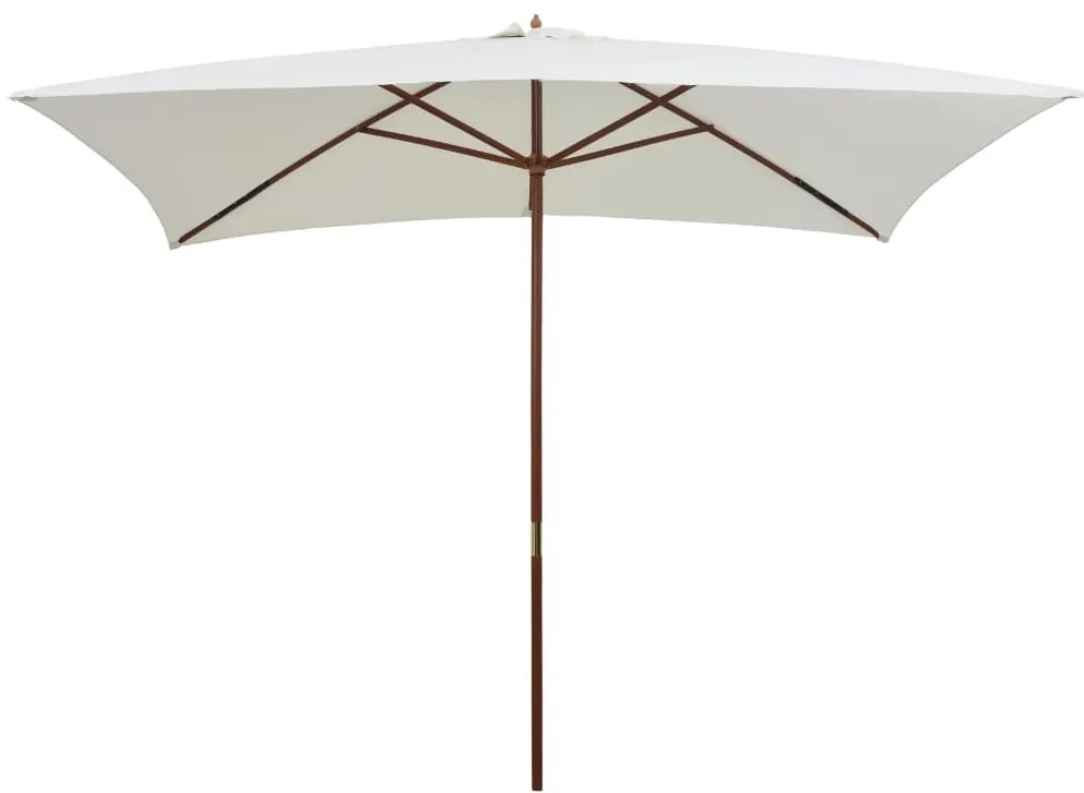 Slunečník s dřevěnou tyčí, 200x300 cm, krémově bílá - Default Title