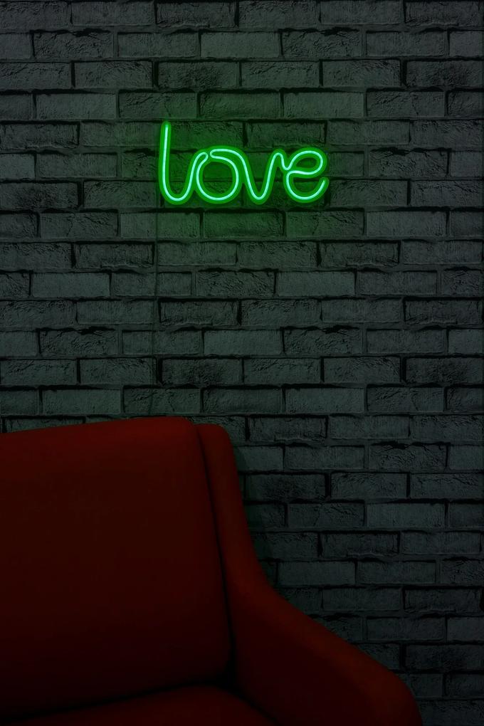 Wallexpert Dekorativní plastové LED osvětlení Love - Green, Zelená