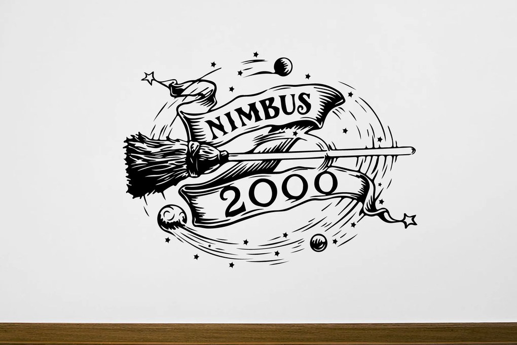 Lepy.cz Samolepka na zeď Harry Potter - Nimbus 2000 Velikost (šířka x výška): 60x44cm, Barevná varianta: Bílá