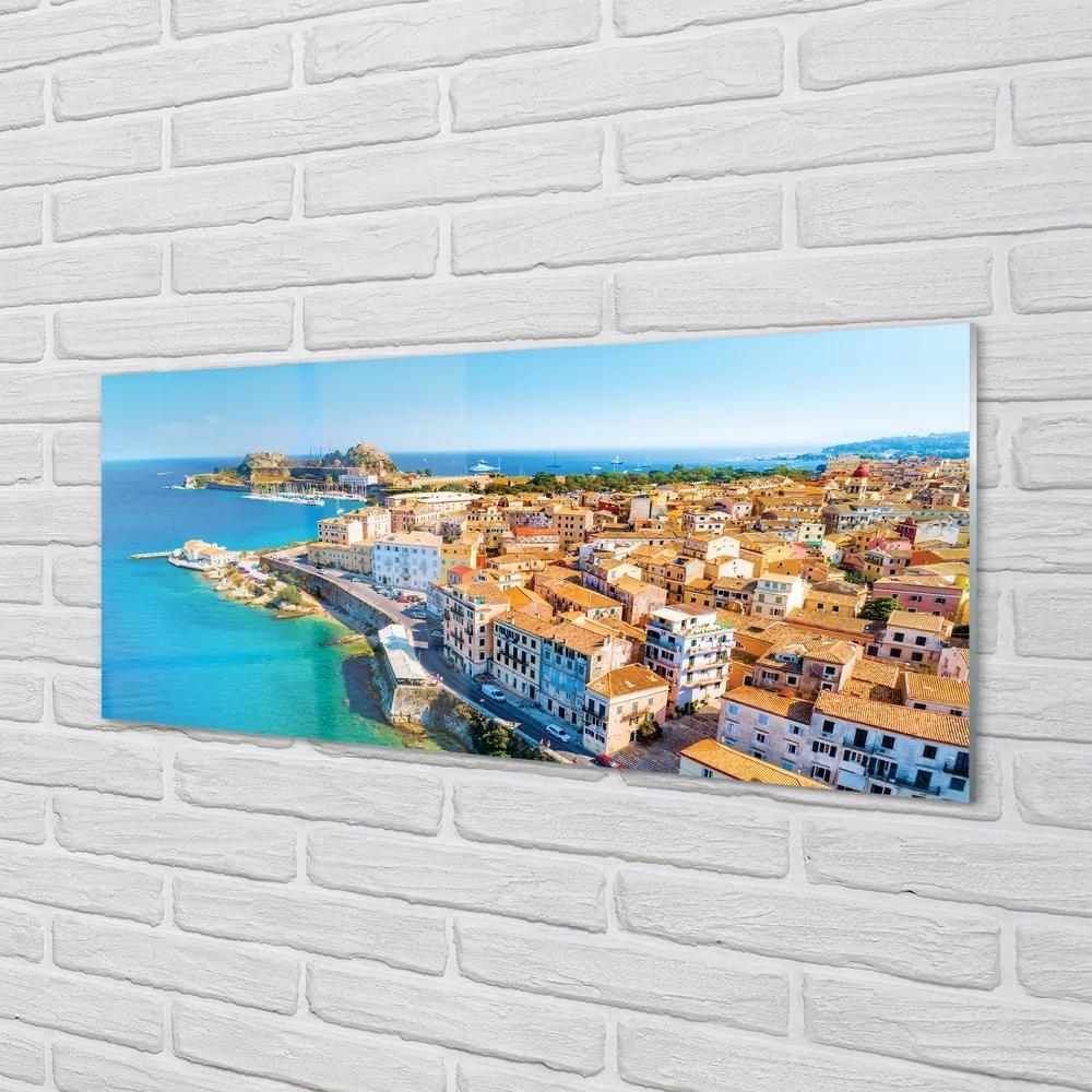 akrylový obraz Řecko Mořské pobřeží město 120x60 cm