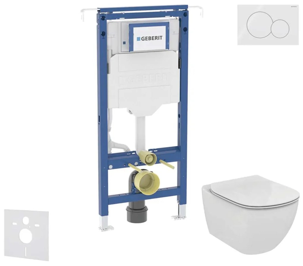 Geberit Duofix - Set předstěnové instalace, klozetu a sedátka Ideal Standard Tesi, tlačítka Sigma01, alpská bílá SANI11CD3125
