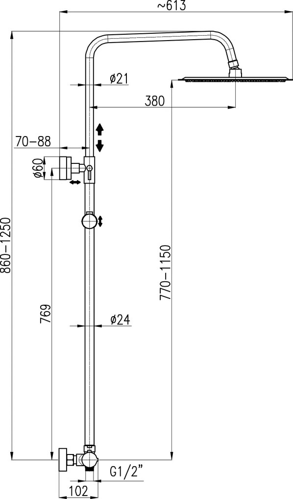 Slezák - RAV Sprchový komplet s termostatickou baterií TERMOSTATICKÁ - TRM82.5/5-01.4MGK, Metal Grey kartáčovaná