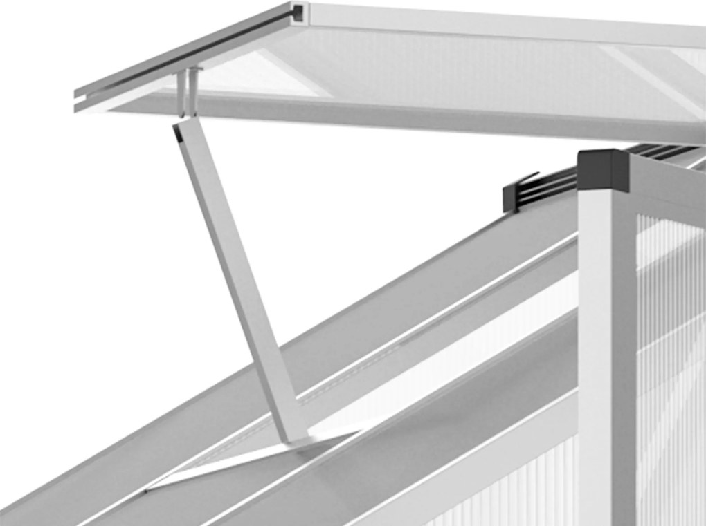 Zahradní skleník Outsunny z hliníku a polykarbonátu 4,6 m² rozměr 2,42D x 1,9Š x 1,95V m s dveřmi na zámek a oknem