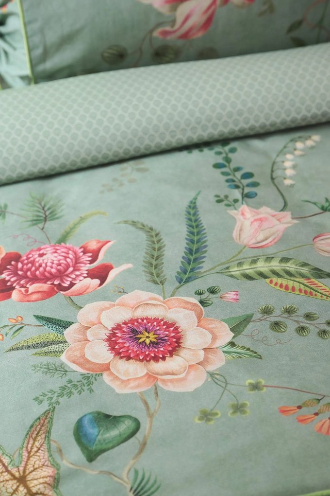 Pip Studio perkálové povlečení Everbloom Green - 140 x 200 + 70x90 (Oboustranné povlečení z bavlněného perkálu )