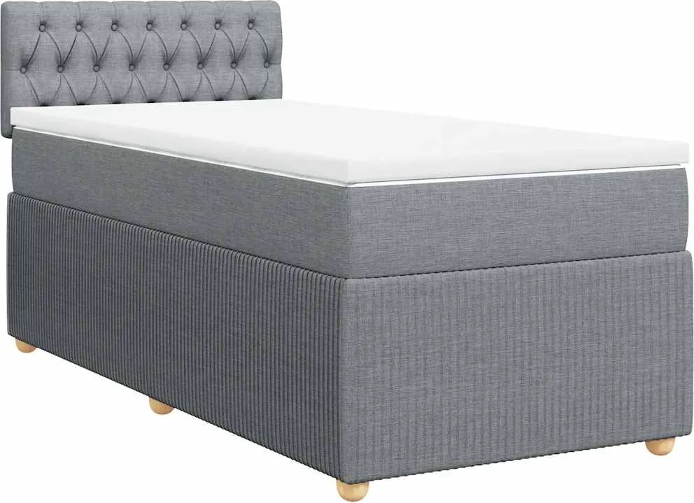 Box spring postel s matrací světle šedá 90x190 cm textil 3289618