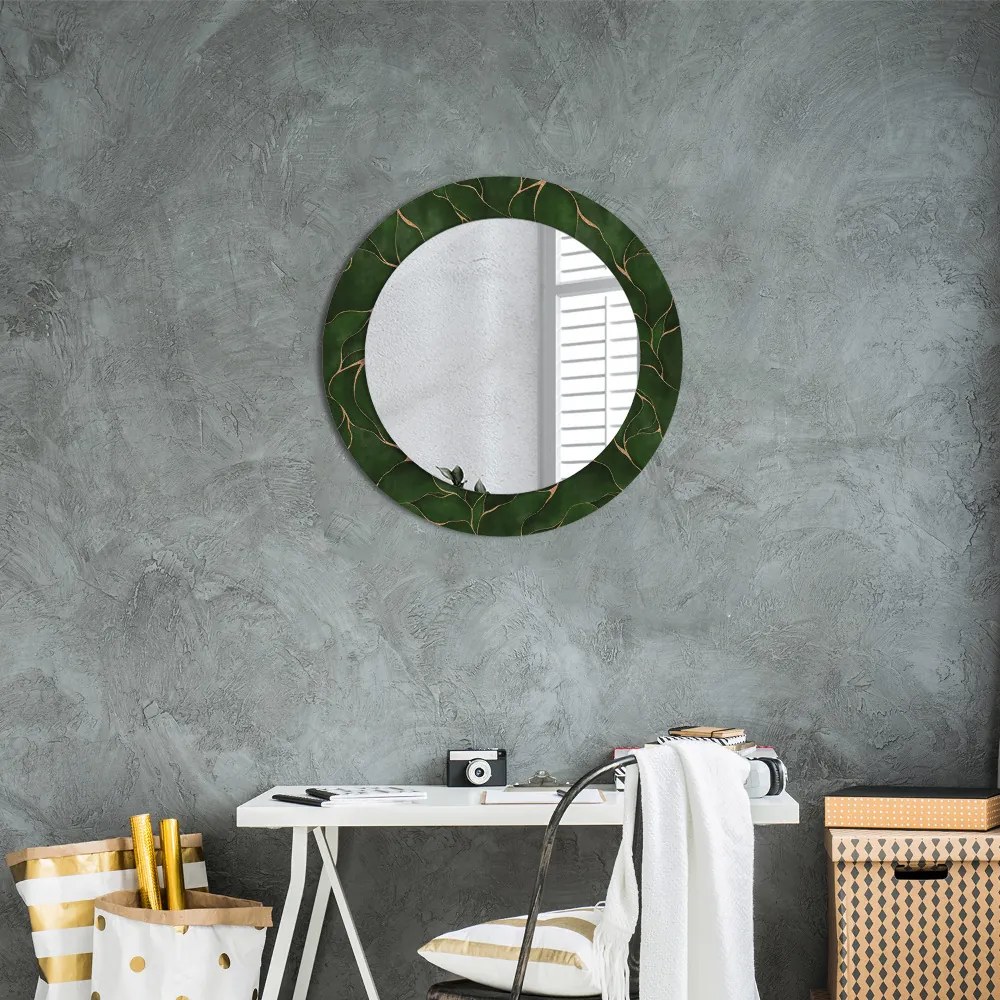 Kulaté dekorativní zrcadlo Abstraktní list fi 60 cm