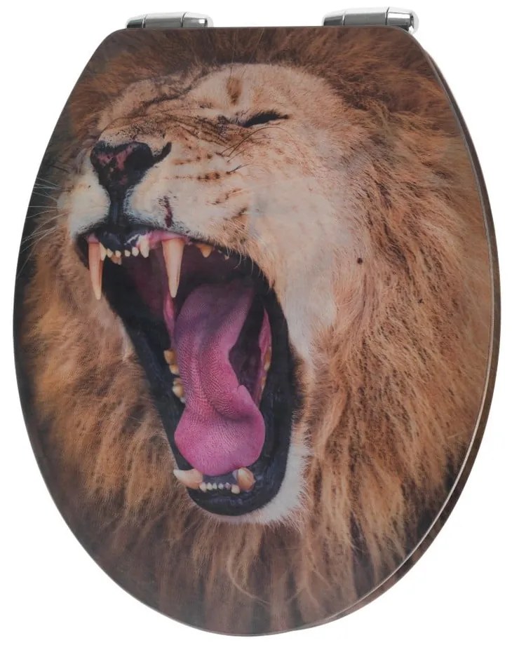 WC sedátko s 3D obrázkem a snadným zavíráním Wenko Lion, 44,5 x 38 cm