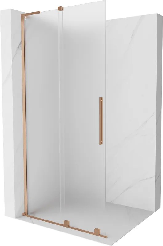 Mexen Velar L, posuvná sprchová zástěna Walk-in 110 x 200 cm, 8mm sklo námraza, měděná matná, 871-110-003-33-65