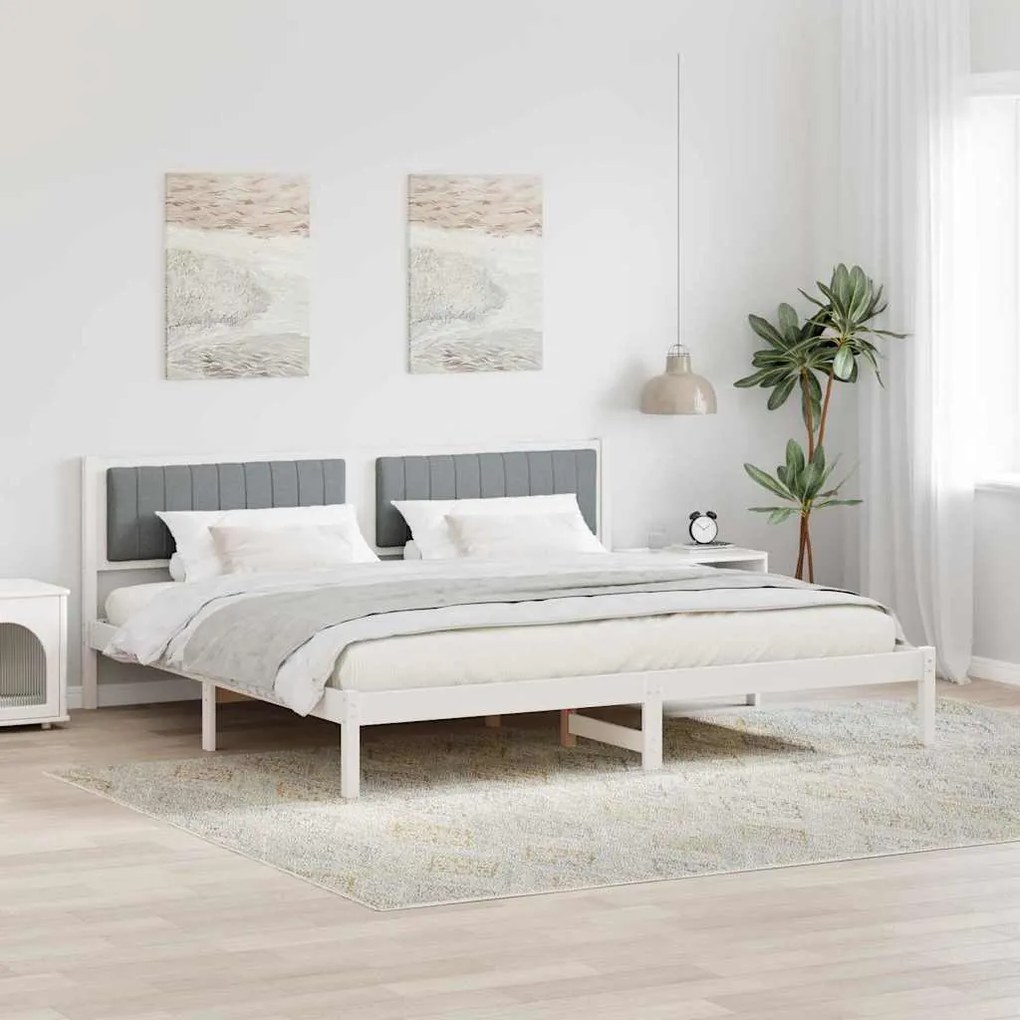 Rám postele Světle šedá 200 x 200 cm Masivní borové dřevo 3394242