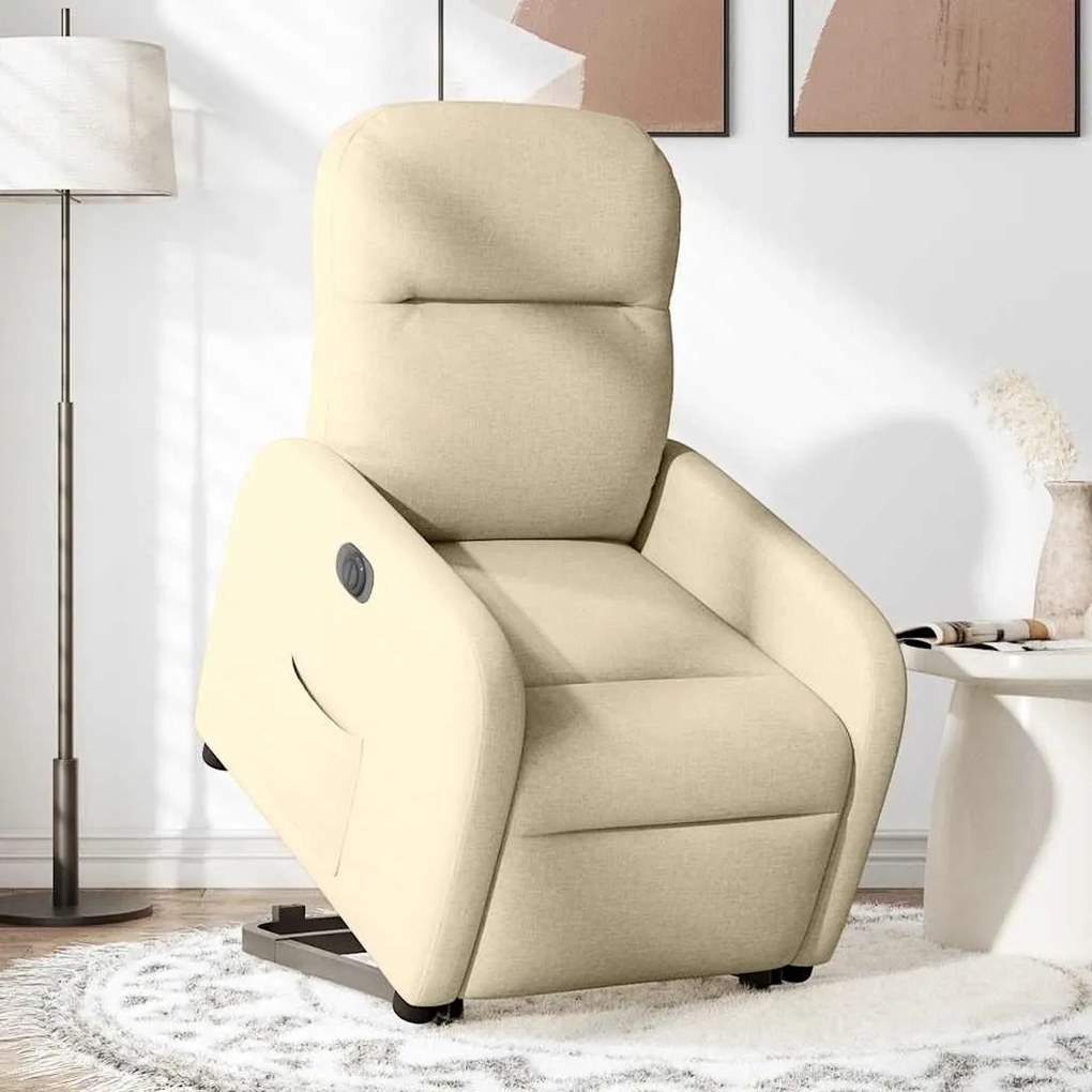 Elektrické zvedací polohovací křeslo krémové textil 3303000