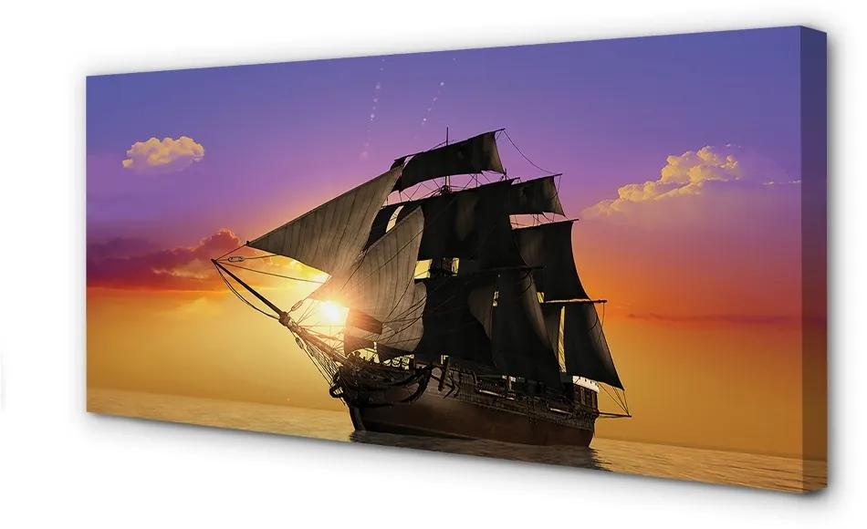 Obrazy na plátně Barevné nebe ship sea 100x50 cm