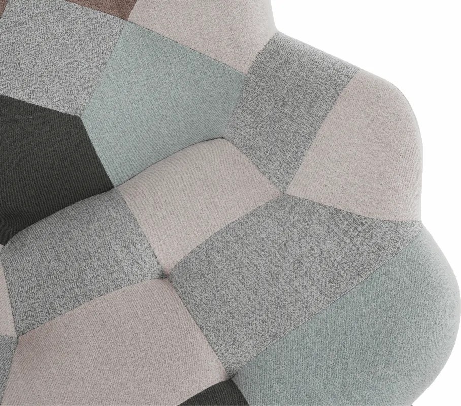 Houpací křeslo, zelená-bílá patchwork/bílá/buk, GERON