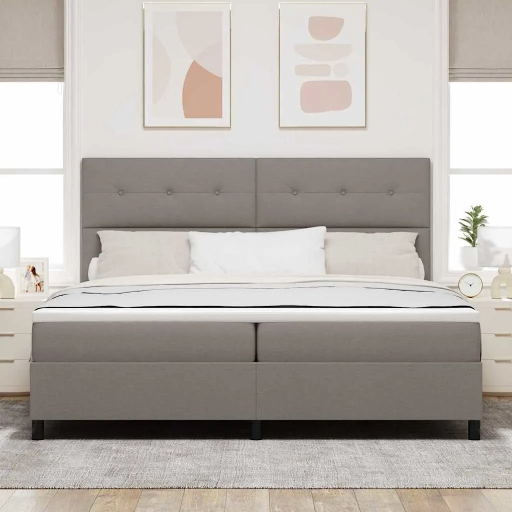 Postel s boxspringem s čelo Taupe 200 x 200 cm textil 3339417