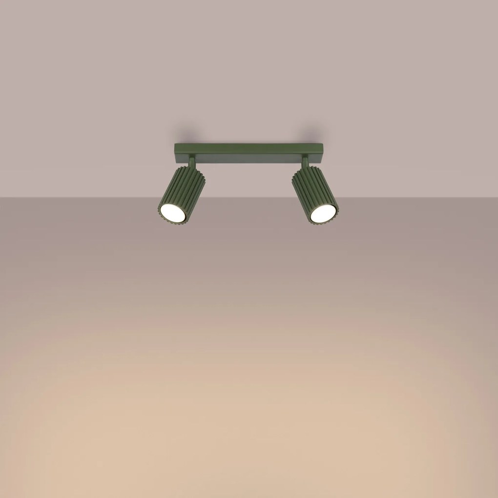 Sollux Lighting Stropní svítidlo KARBON 2 olivově zelené