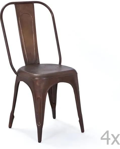 Sada 4 hnědých kovových jídelních židlí Interlink Aix