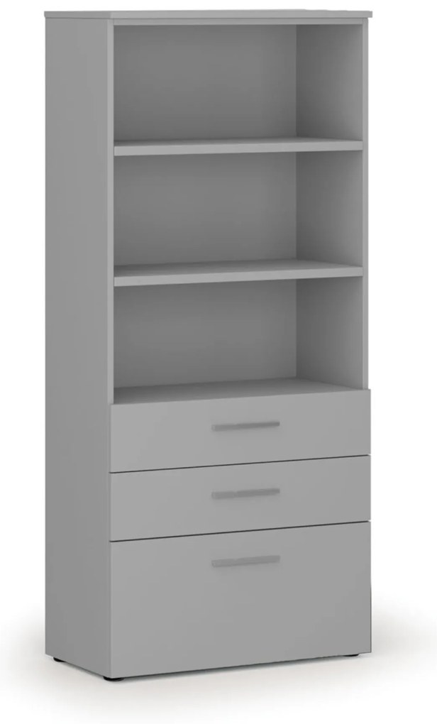 Kancelářská skříň s kombinovanými zásuvkami PRIMO GRAY, 800 x 420 x 1781 mm, šedá