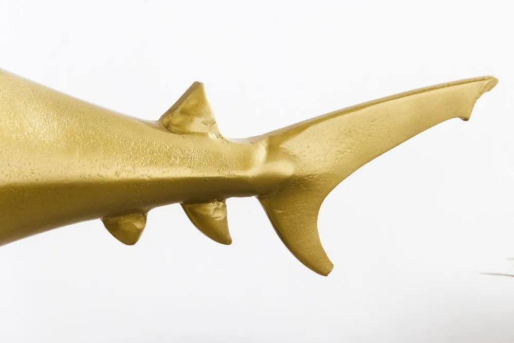 Dekorační socha žralok AMEIS 70 cm Dekorhome Zlatá