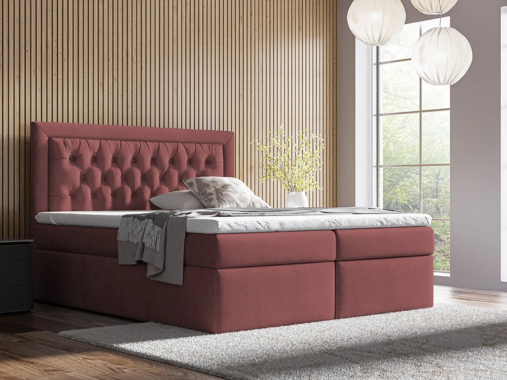 Eka Kontinentální čalouněná postel Mona - Kronos (120x200 cm) Barva látky: Tmavě růžová (Kronos 29)