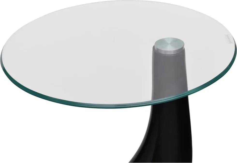 vidaXL Konferenční stolek s kulatou skleněnou deskou vysoký lesk [240321] Barva: Černá