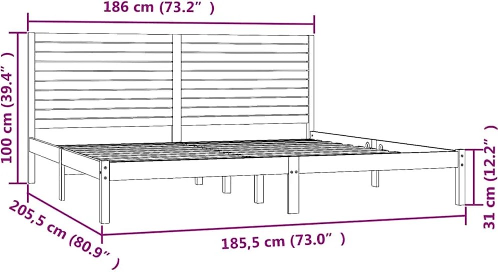 Rám postele bílý masivní dřevo 180 x 200 cm Super King 3104624