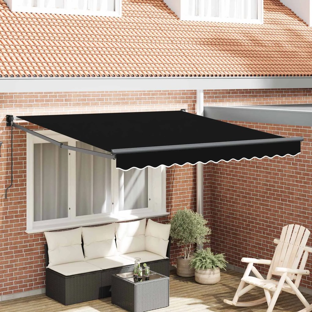 Stahovací markýza Černá 350 x 250 cm 100% polyester a hliník 3330331
