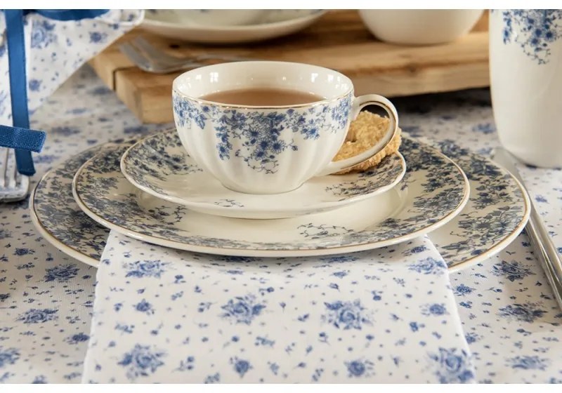 Porcelánový dezertní talíř s modrými květy Blue Flowers - Ø 21*2 cm